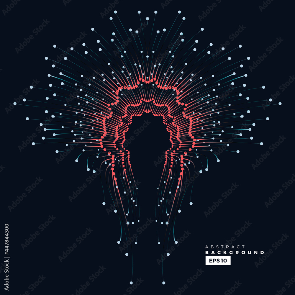 Evolution of data. Vector explosion motion dot lines background. Small ...