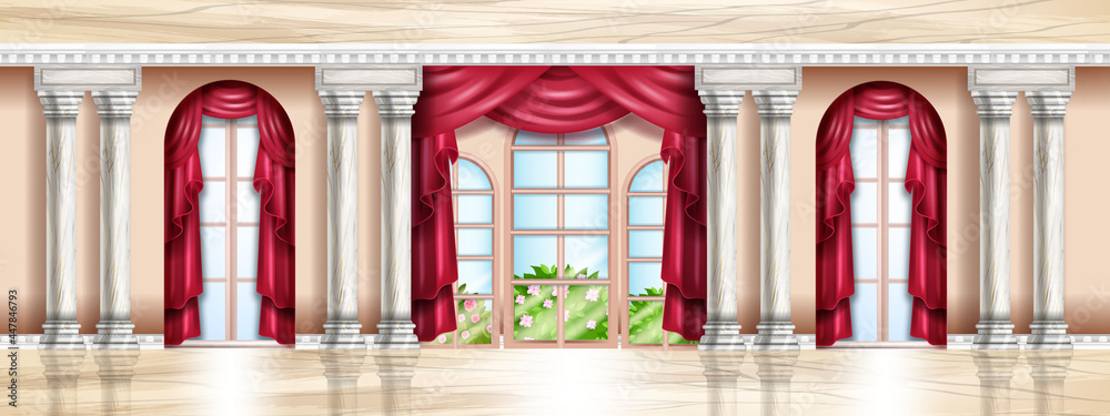 Vector rich palace interior, castle room background, luxury ballroom ...
