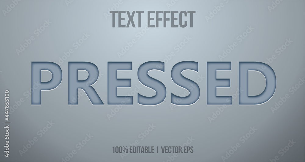 Pressed style Text effect adobe illustrator Stock Vector | Adobe Stock