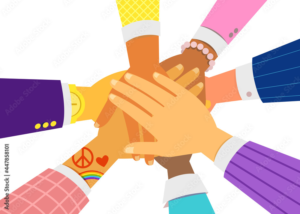 Group of multicultural ethnic minorities or Friends with Hands Stacked ...