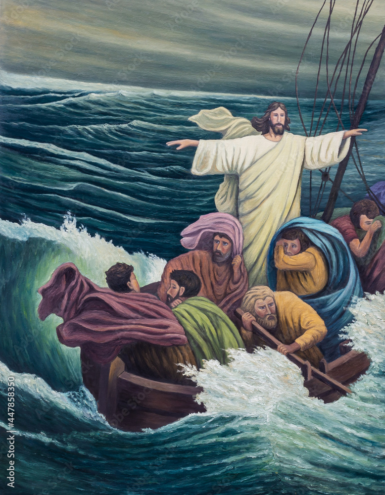 Jesus Calms the Storm, originally hand-painted by oil painting on ...