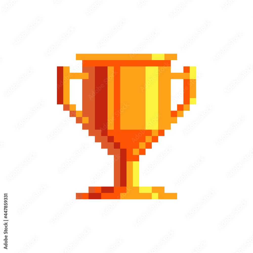 Winner's trophy award. Goblet pixel art icon. Sports competitions ...