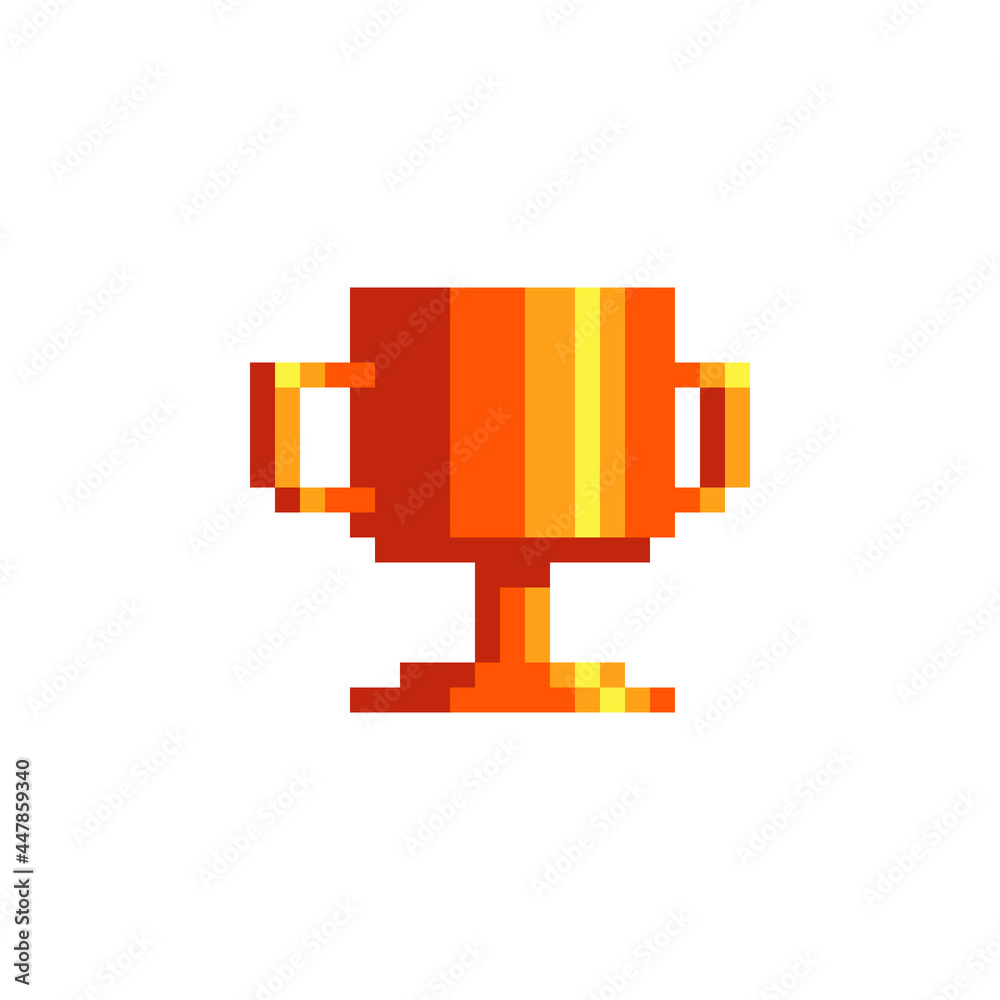 Winner's trophy award. Goblet pixel art icon. Game tournament emblem ...