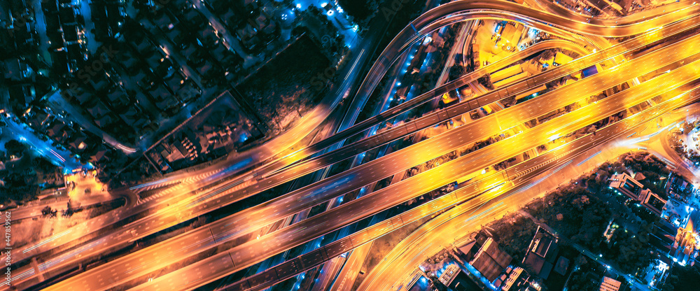 Road traffic transportation. Road and Roundabout, multilevel junction ...