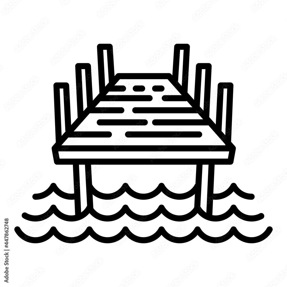 Wood bridge icon. Outline wood bridge vector icon for web design ...