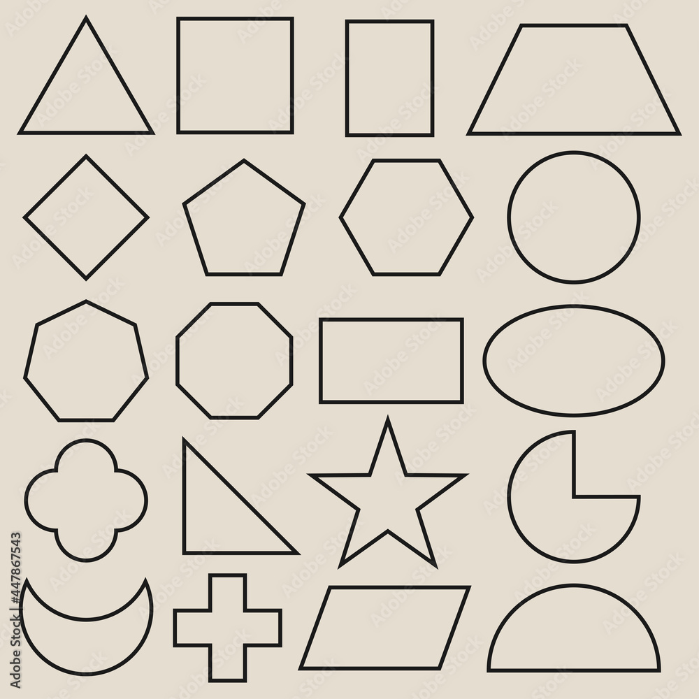 Basic Geometric Shapes Outline Vector Collection Stock Vector | Adobe Stock