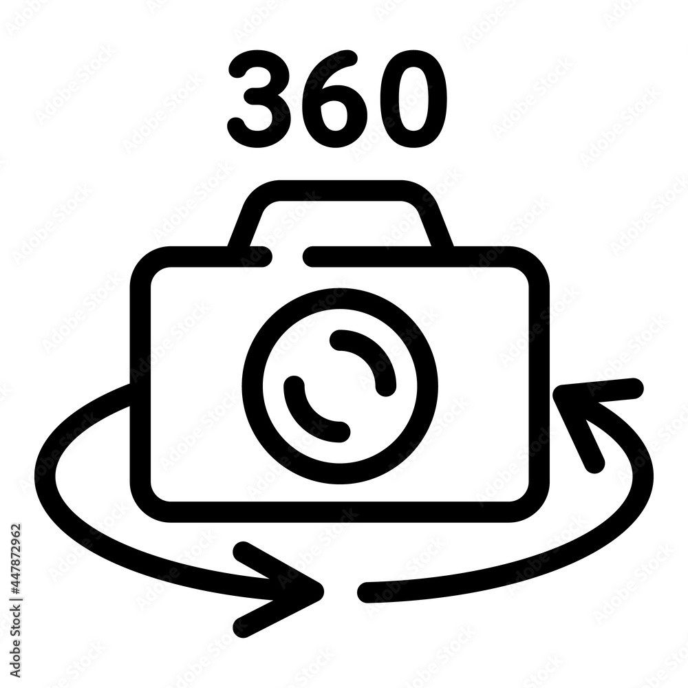 360 grade camera icon. Outline 360 grade camera vector icon for web ...