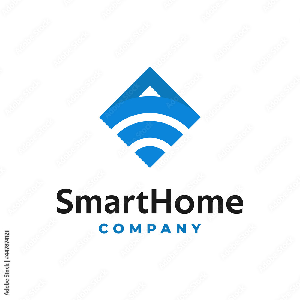 Smart Home logo design, Wifi Signal with House logo design Stock Vector ...