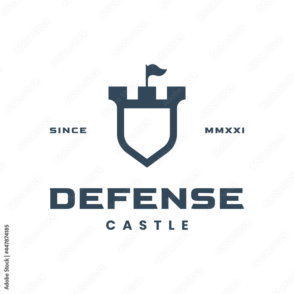 Defense Castle Tower logo design inspiration. Shield with Castle Crest ...