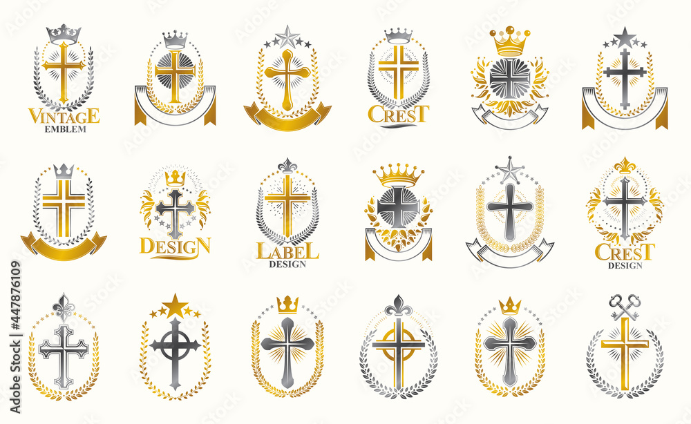 Crosses secrets emblems vector emblems big set, Christian religion ...