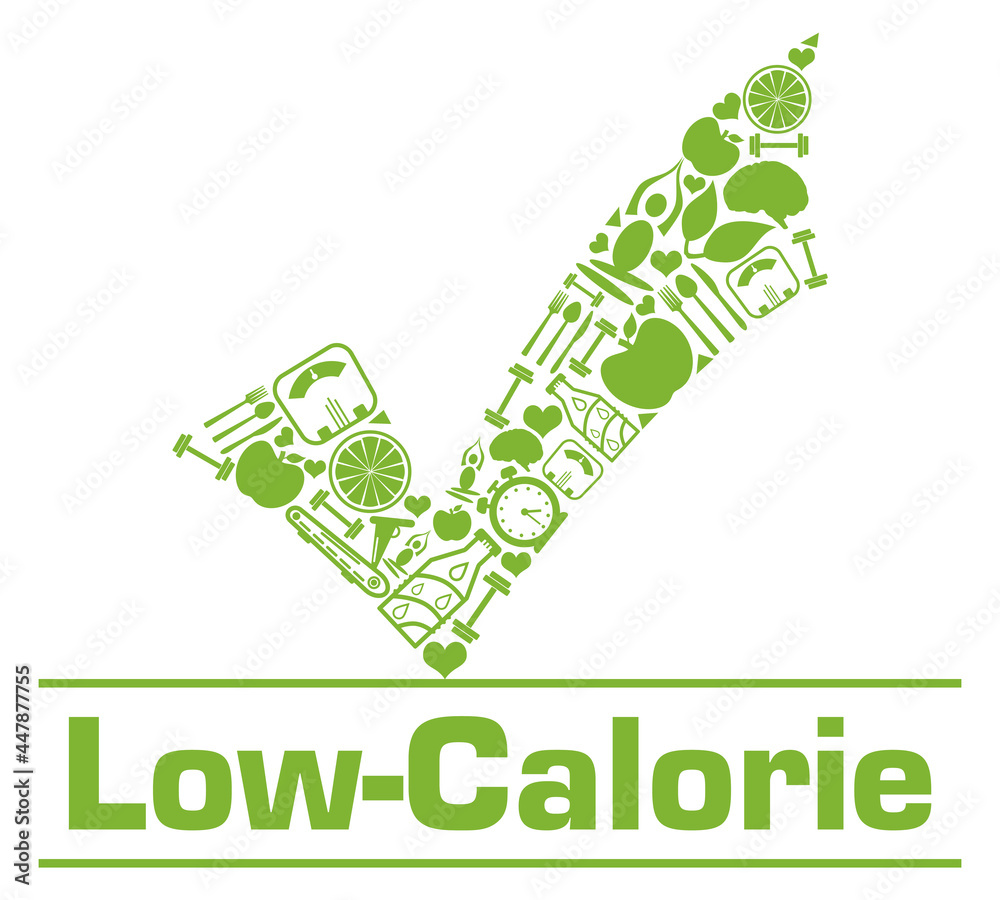 Low Calorie Green Health Symbols Tick Mark On Top Stock Illustration ...