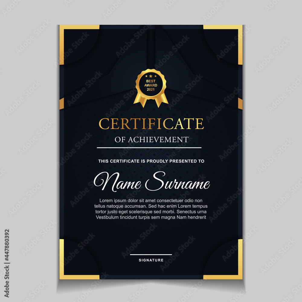 Certificate of achievement border design templates with elements of ...