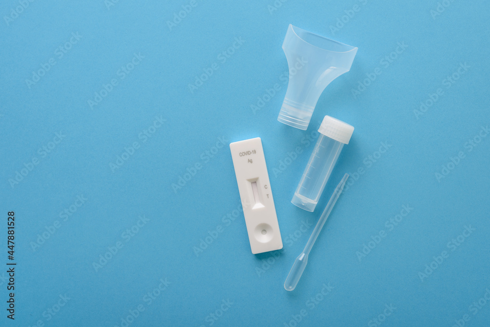 Covid19 antigen test kit with cassette, pipette and plastic bottle for ...
