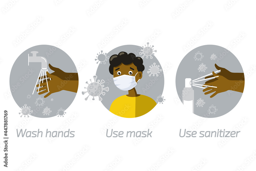 African man character hygiene promotion with wearing a white face ...