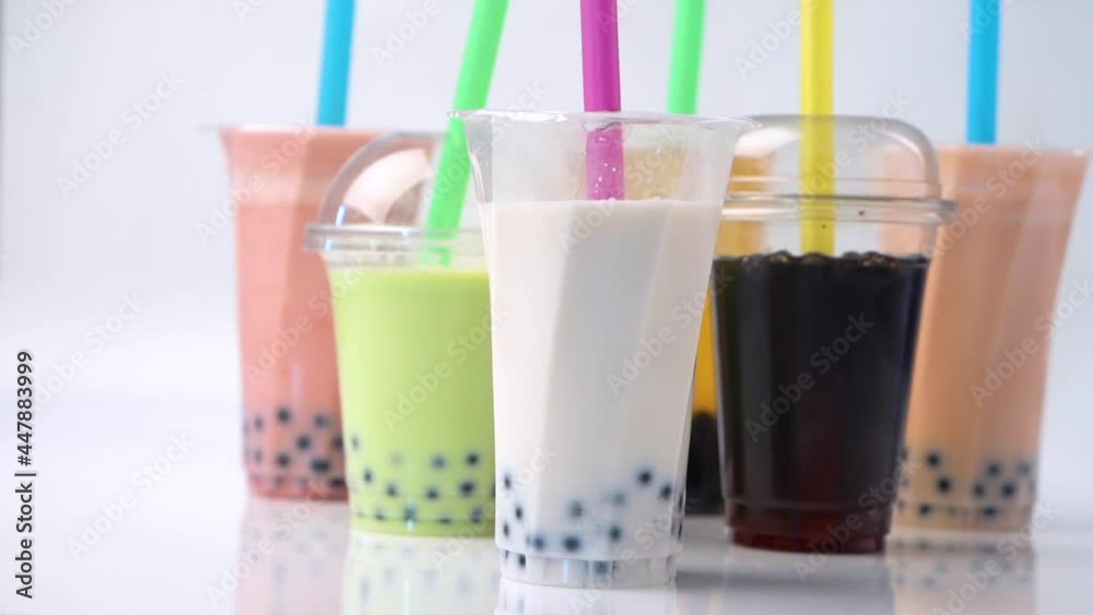 bubble tea on white background Stock Video | Adobe Stock