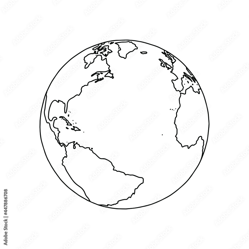 Linear earth silhouette. Globe. Planet Earth. Vector illustration ...