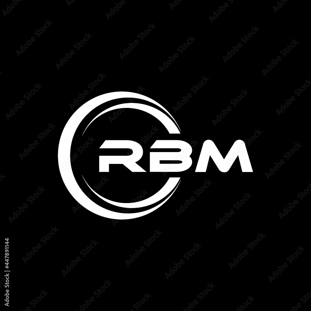 Vecteur Stock RBM letter logo design with black background in ...