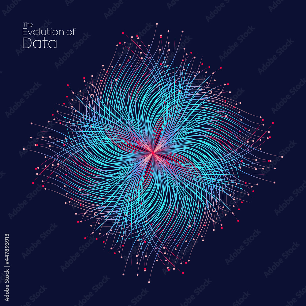 Evolution of data. Vector explosion motion dot lines background. Small ...