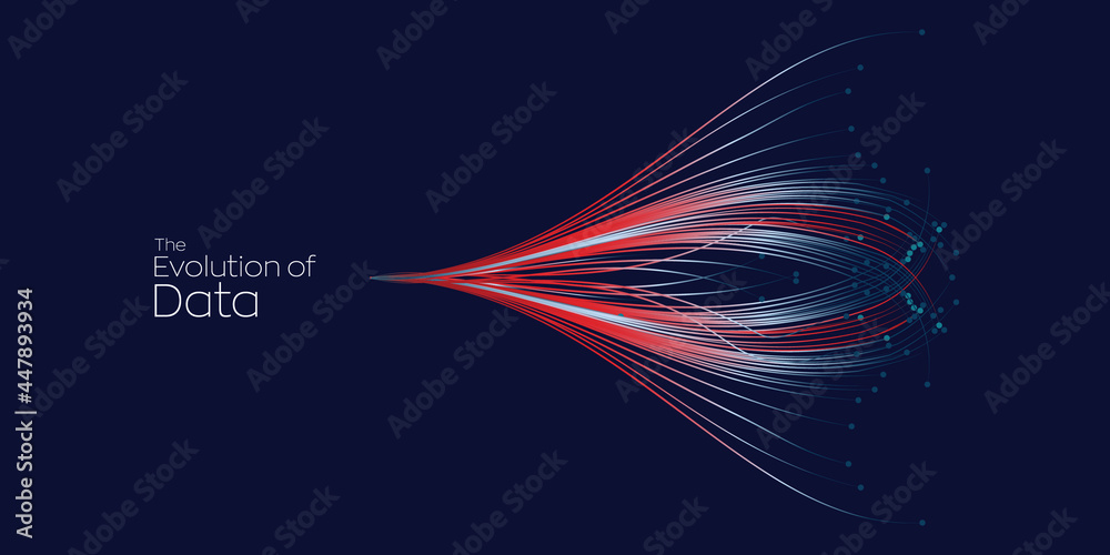 Evolution of data. Vector explosion motion dot lines background. Small ...