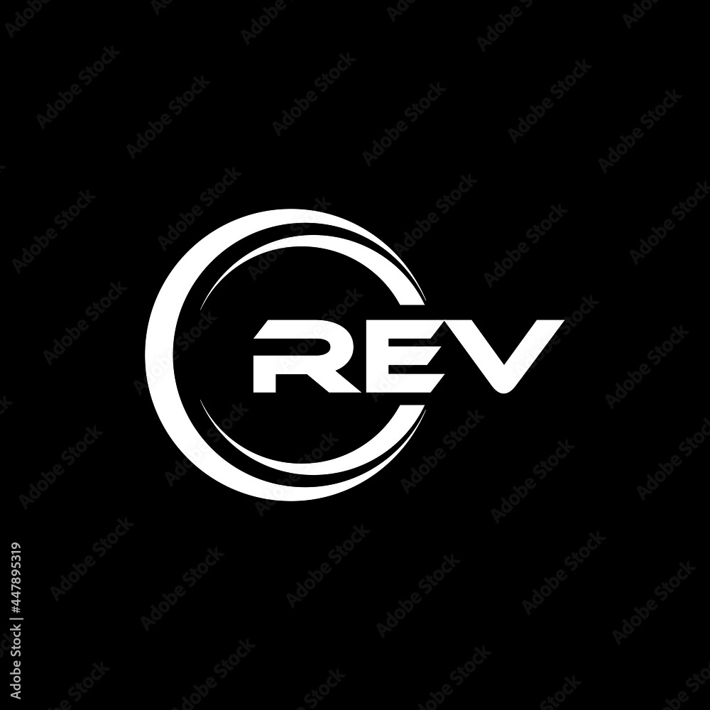 REV letter logo design with black background in illustrator, vector ...