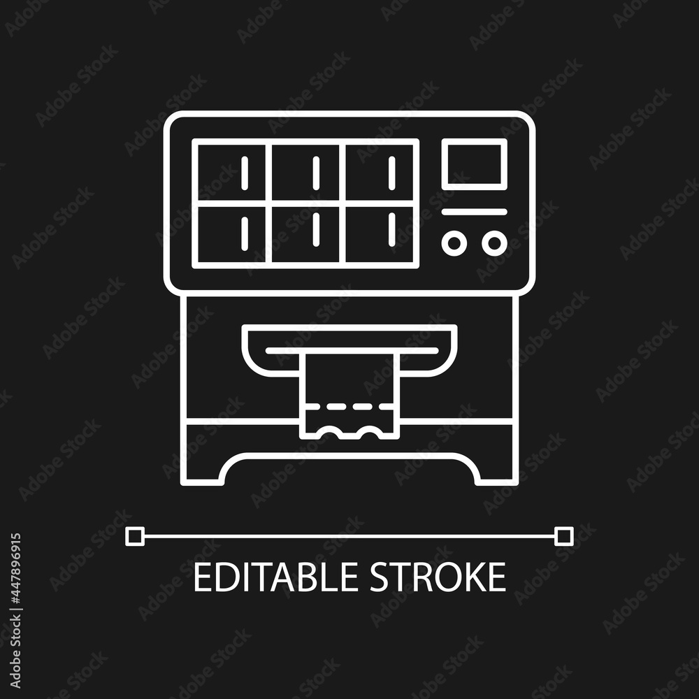 Lottery ticket vending machine white linear icon for dark theme ...