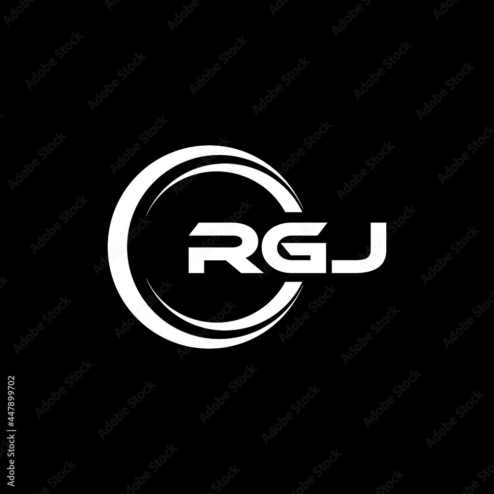 RGJ letter logo design with black background in illustrator, vector ...