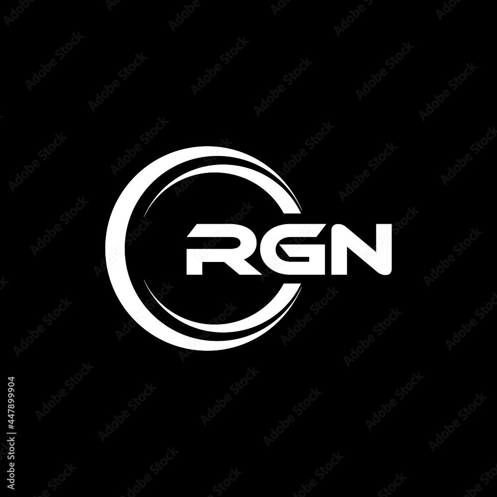 RGN letter logo design with black background in illustrator, vector ...