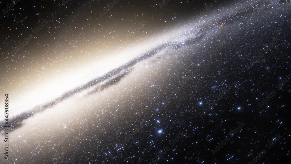 Spaceship Travelling At The Speed Of Light Through A Galaxy In Space
