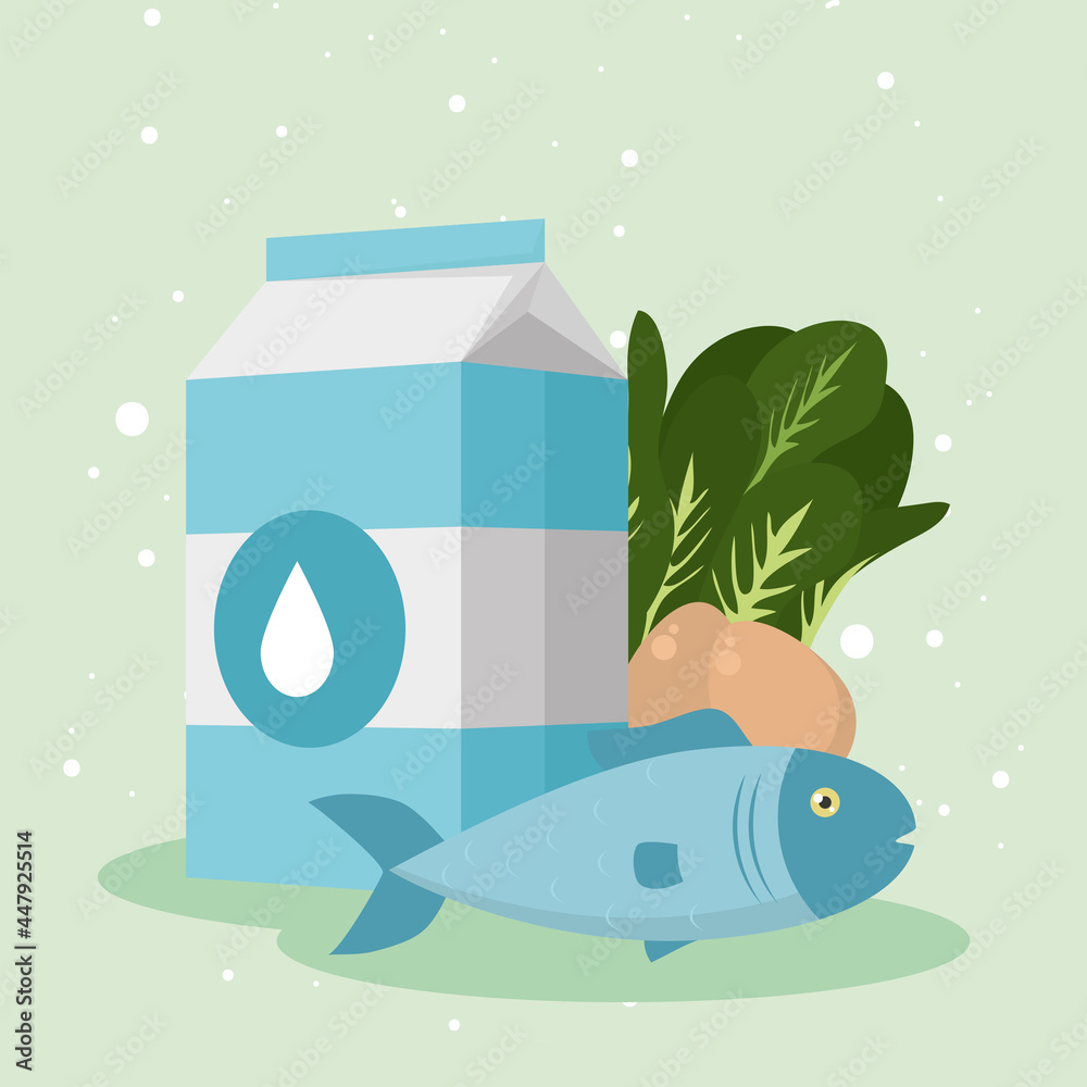 milk fish and eggs Stock Vector | Adobe Stock