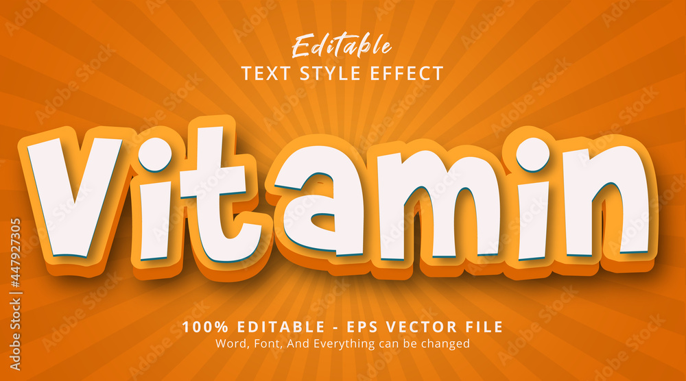 Editable text effect, Vitamin text with simply orange color style ...