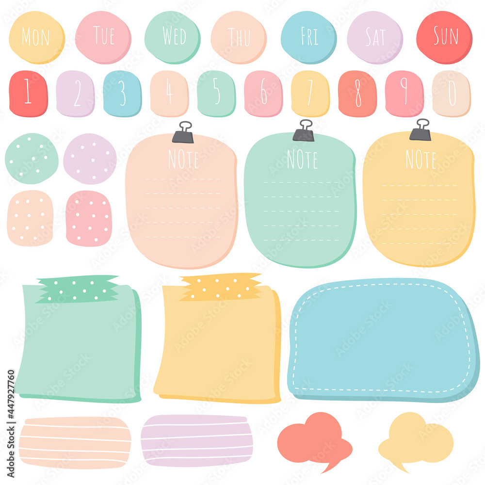 Sticky note set. Cute paper notes. Stationary set. Scrapbook notes and ...