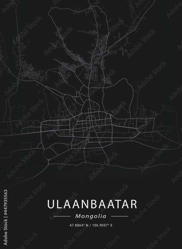 Map of Ulaanbaatar, Mongolia Stock Illustration | Adobe Stock