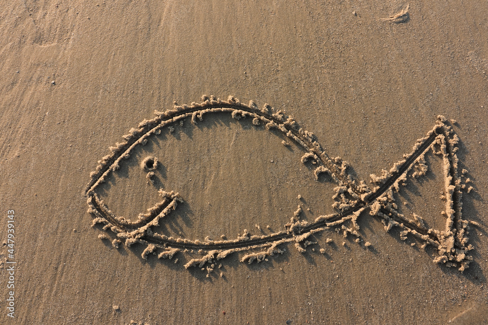 Christian Fish Symbol In Sand