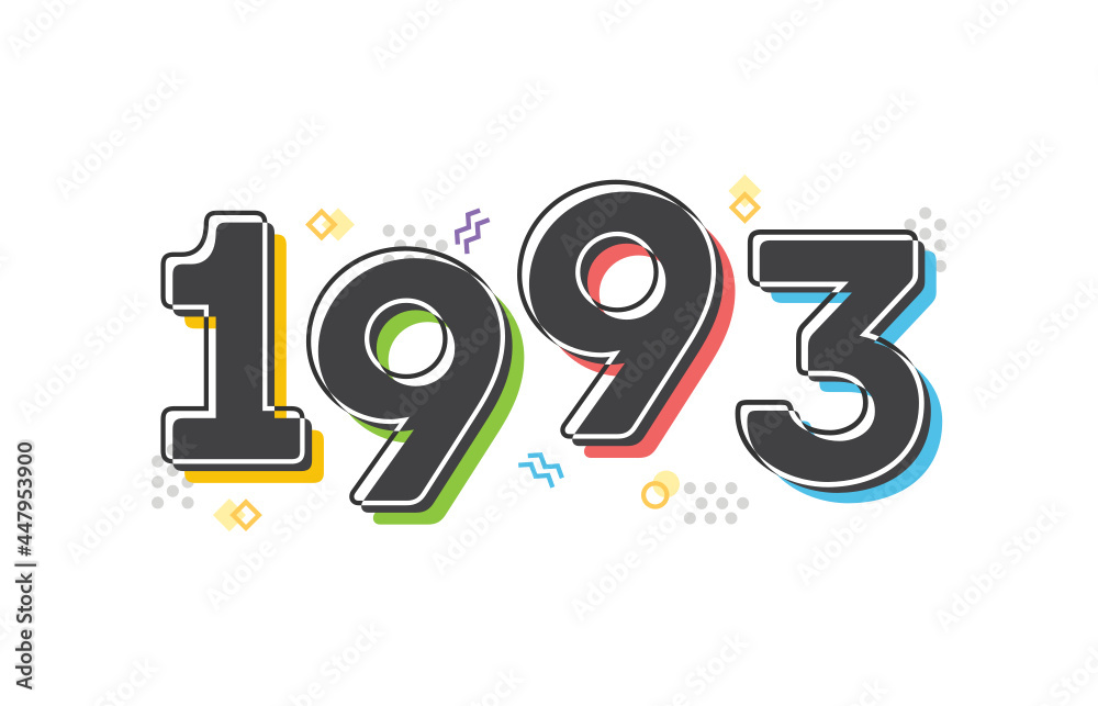 1993 Text, 90's Kid, 1990's Typography, Retro Text, 1993 Font, 20th ...