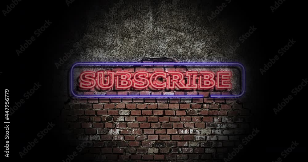 Beautiful neon sign Subscribe on a brick wall, 4k texture Stock Video ...