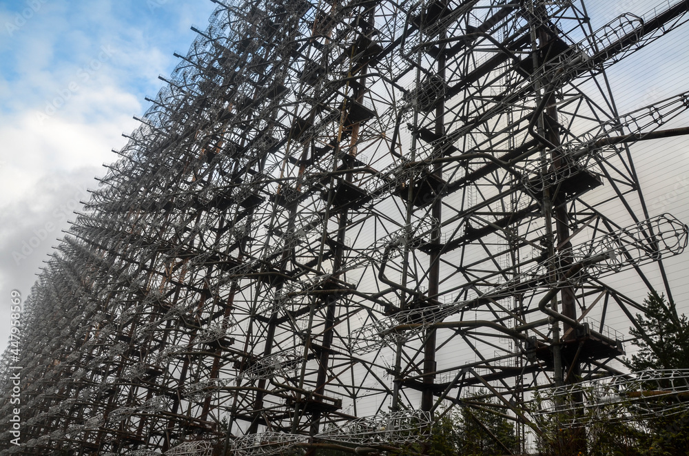 Former military huge duga radar complex near Pripyat in the Chernobyl ...