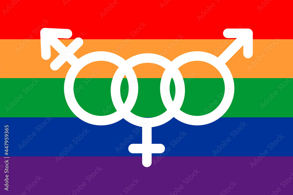 Pride flag with gender symbols. Concept on diversity, inclusiveness and ...