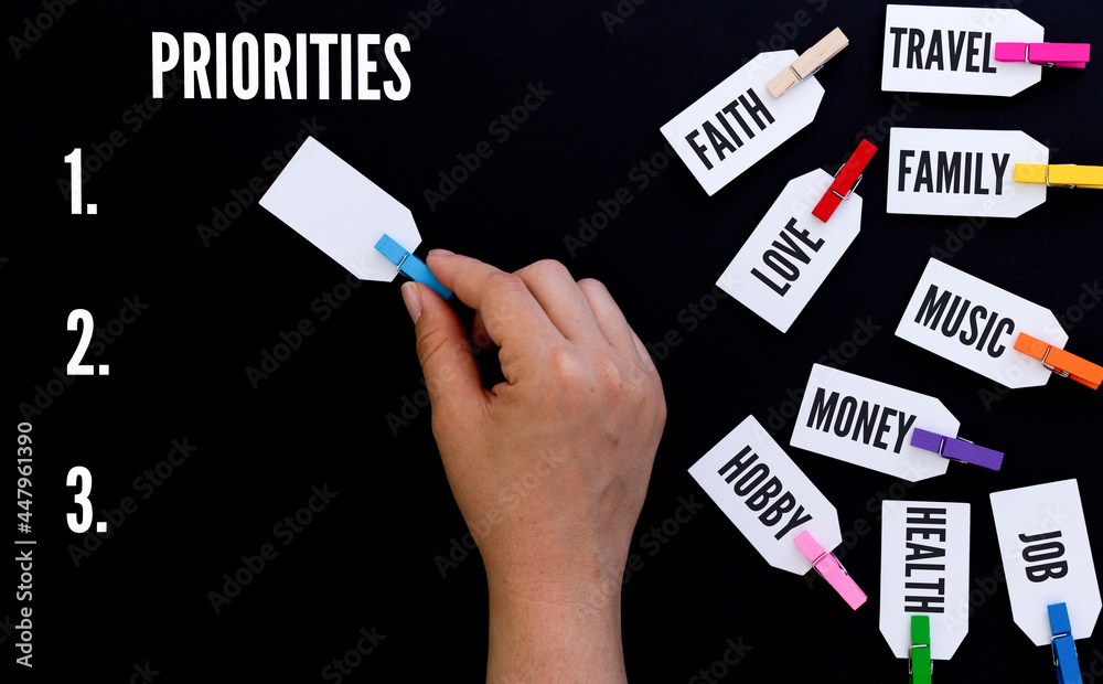 Establish the list of priorities. Organizing priorities Stock Photo ...