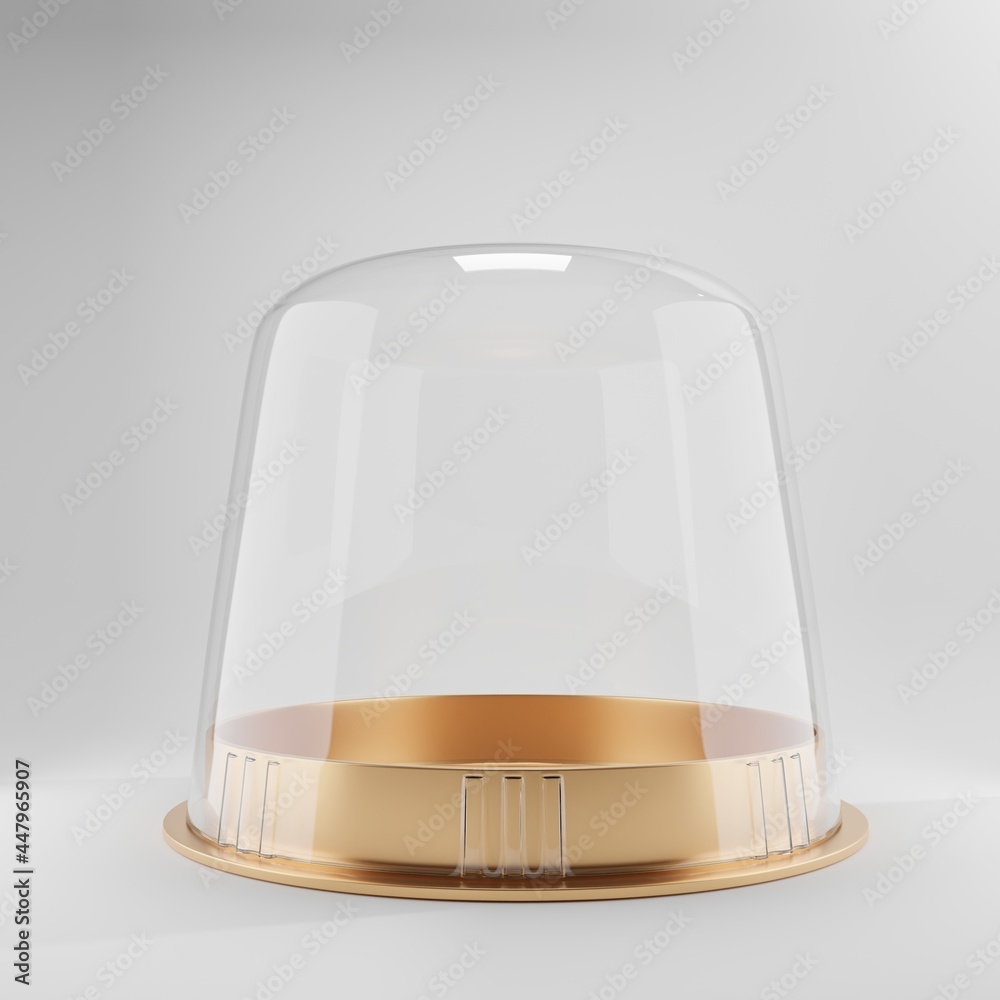 Cake plastic cover and plate, 3D realistic transparent mockup template ...