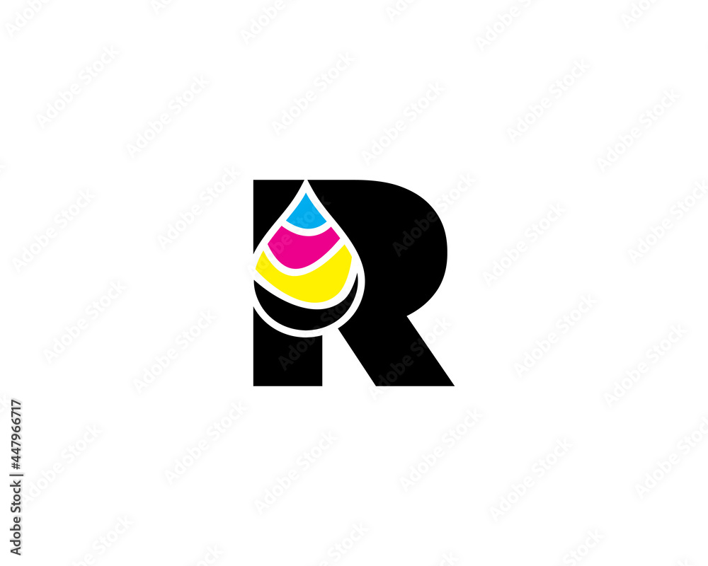 R Letter With CMYK Ink drop Logo Vector 001 Stock Vector | Adobe Stock