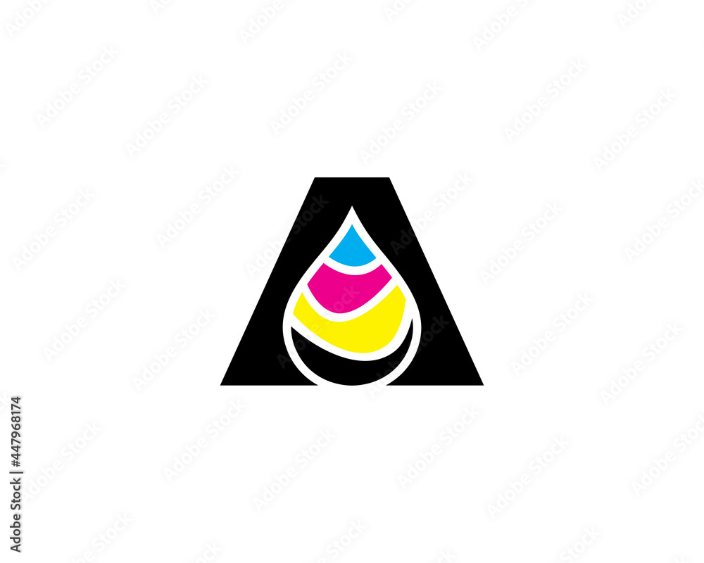 V Letter With CMYK Ink drop Logo Vector 001 Stock Vector | Adobe Stock