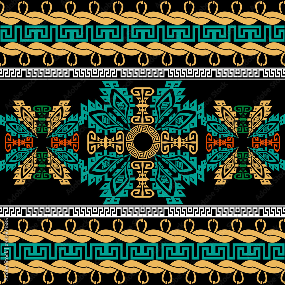 Borders seamless pattern. Vector ornamental tribal ethnic background ...