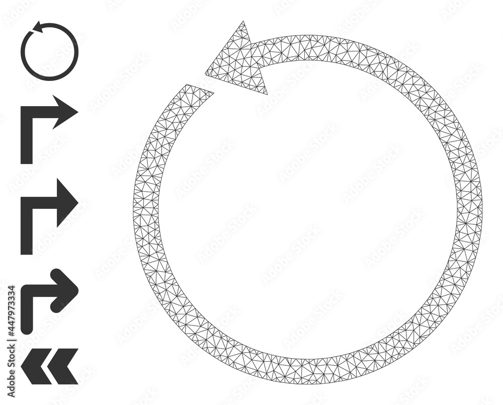 Mesh polygonal rotate ccw icon with simple pictograms. Vector model ...