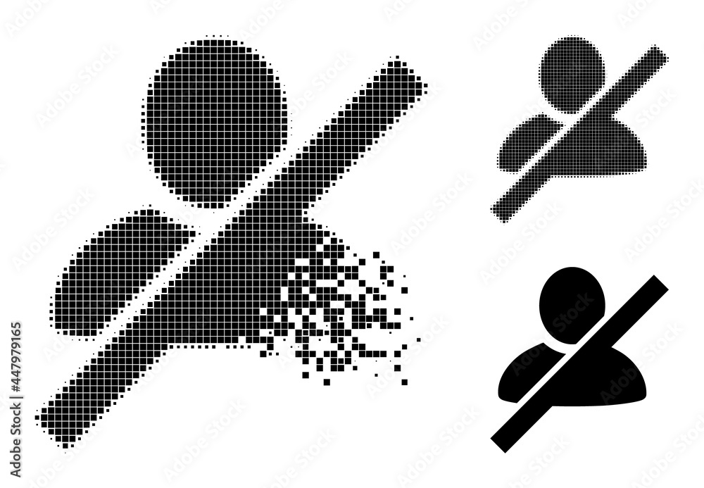 Vecteur Stock Disappearing dot not allowed man pictogram with wind ...