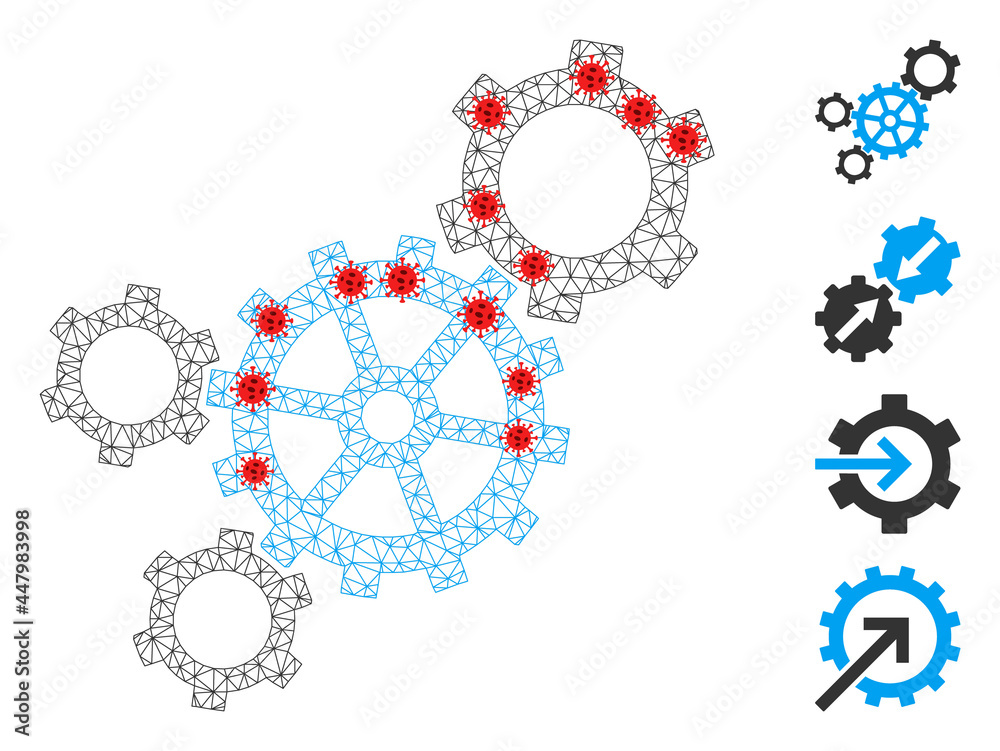 Polygonal mechanism in infection style. Mesh carcass mechanism image in ...