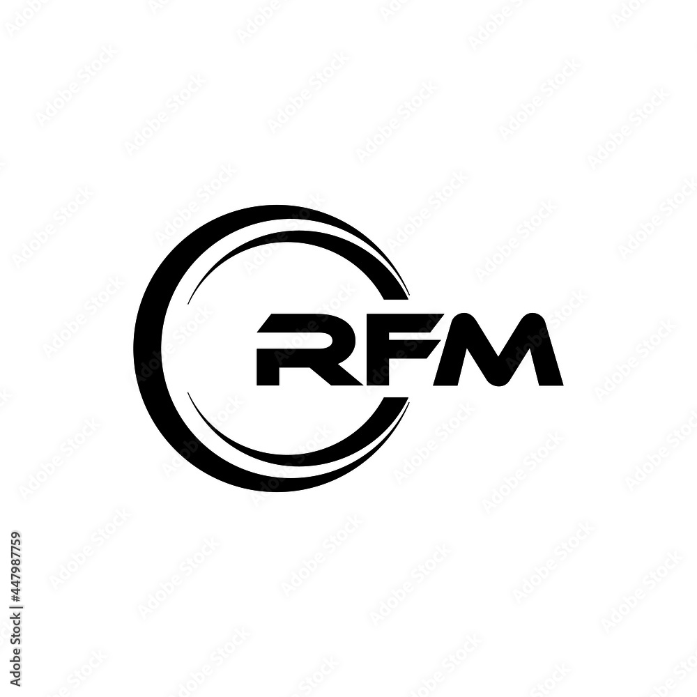 RFM letter logo design with white background in illustrator, vector ...