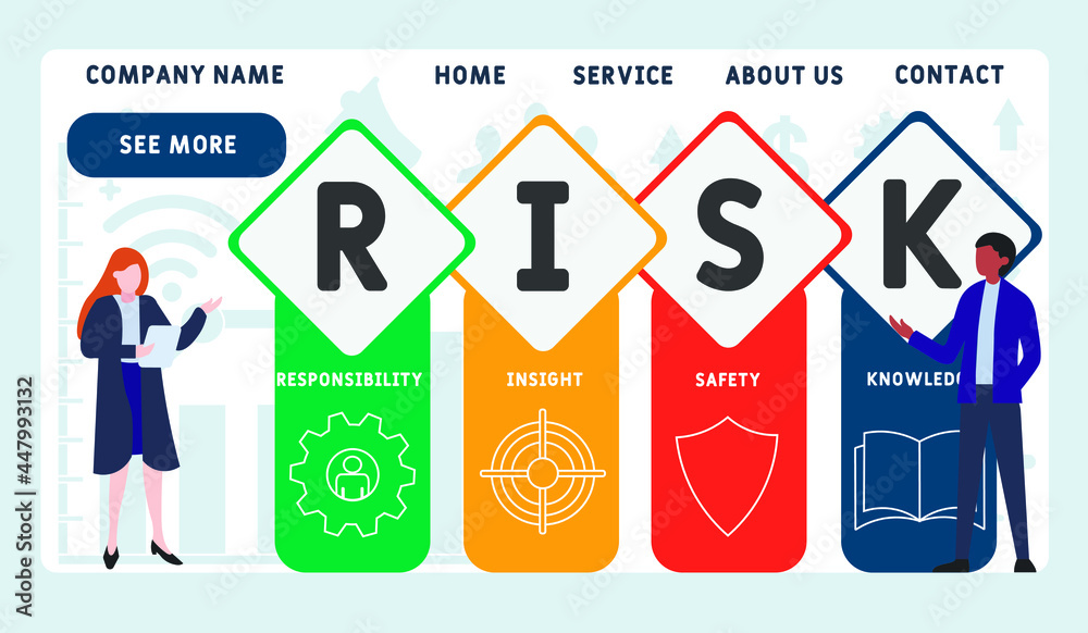 Vector website design template . RISK - Responsibility Insight Safety ...