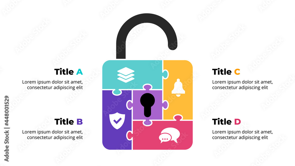 Creative vector protection puzzle infographic. Abstract shield diagram ...