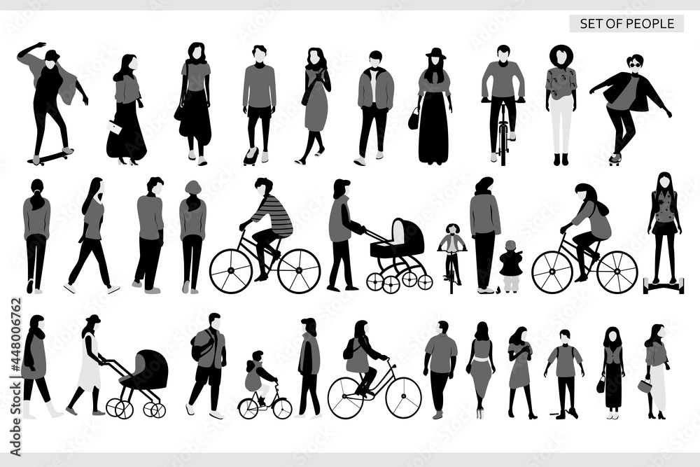 Vector set of people in black and white. Modern people. Stock Vector ...