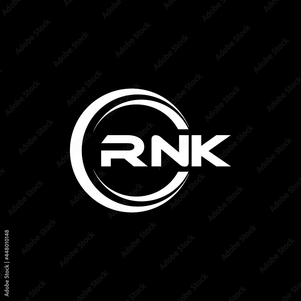 RNK letter logo design with black background in illustrator, vector ...